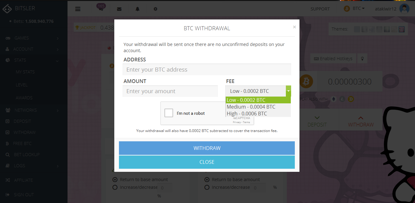 Bitsler , Gambling Bitcoin Dice